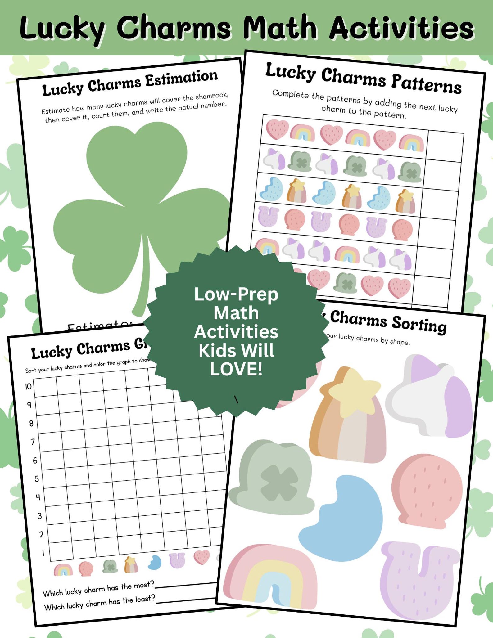 Lucky Charms Math Activities | Preschool Kindergarten Printable ...