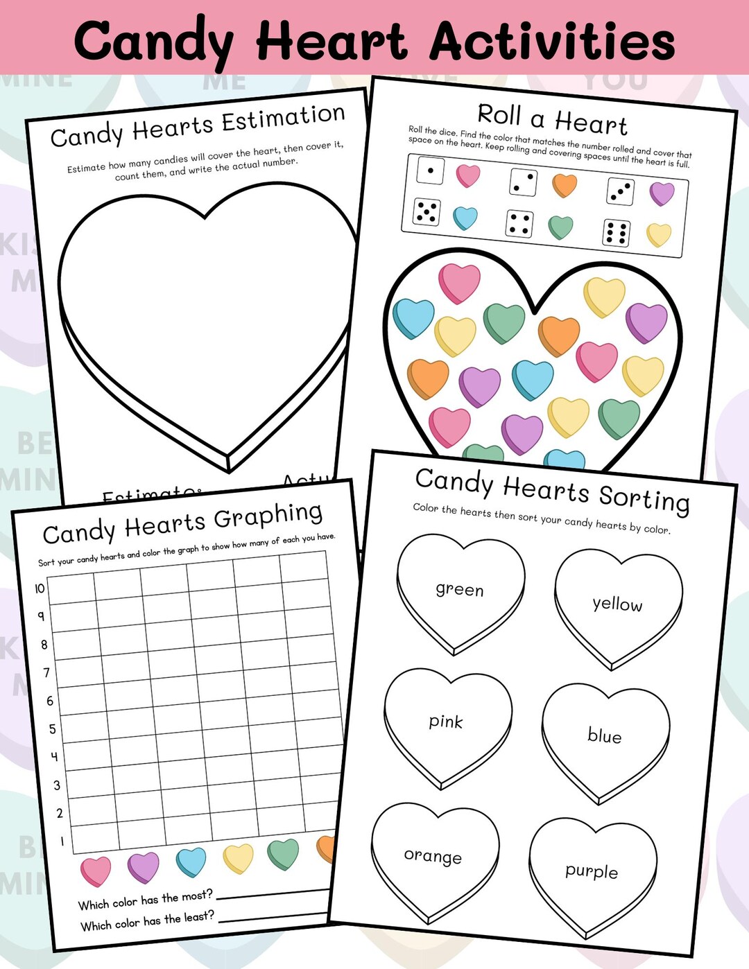 Candy Hearts Math Activities | Preschool Valentine's Day (digital ...