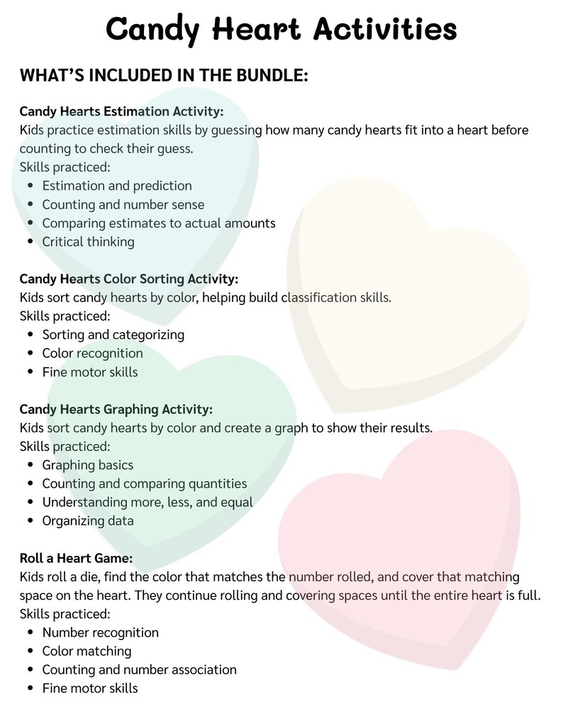 Candy Hearts Math Activities | Preschool Valentine's Day (digital ...