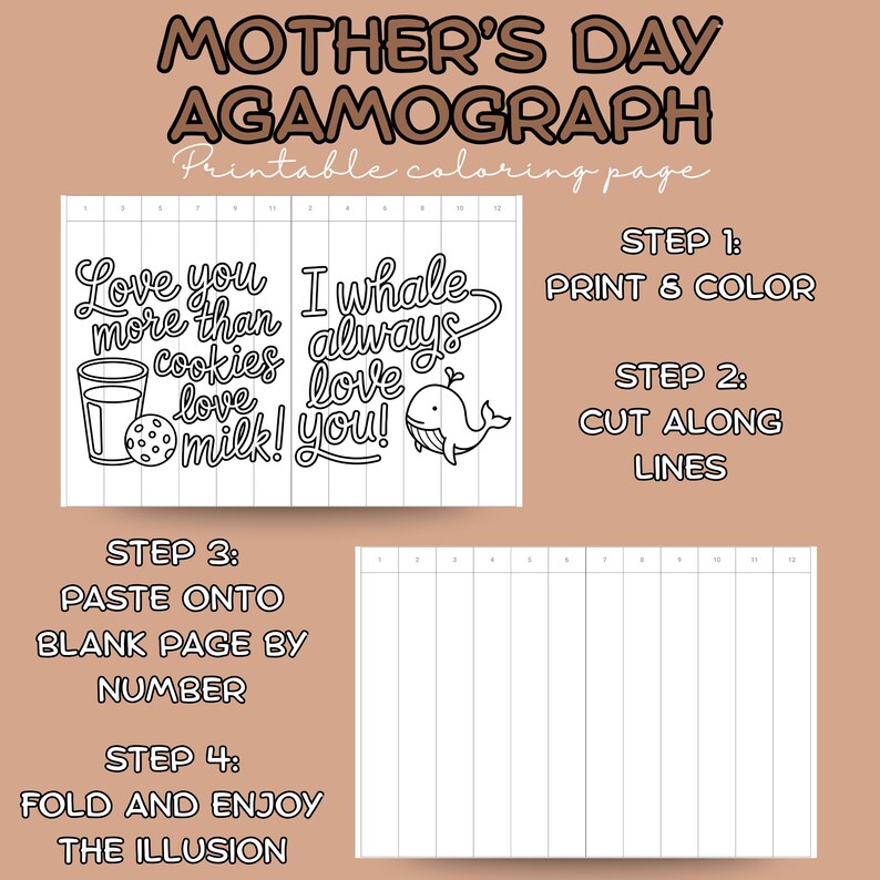 Agamograph Coloring Page Printable, Mother's Day Agamograph, Optical ...