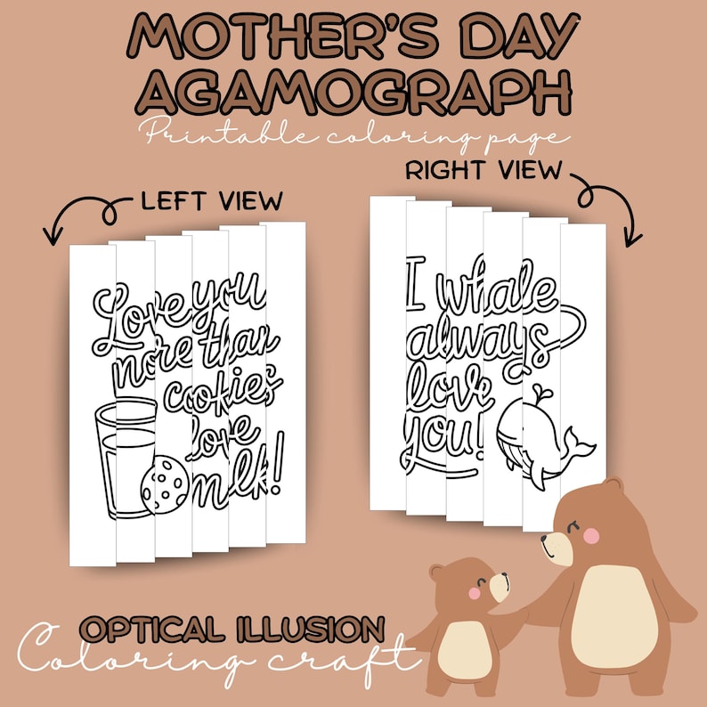 Agamograph Coloring Page Printable, Mother's Day Agamograph, Optical ...