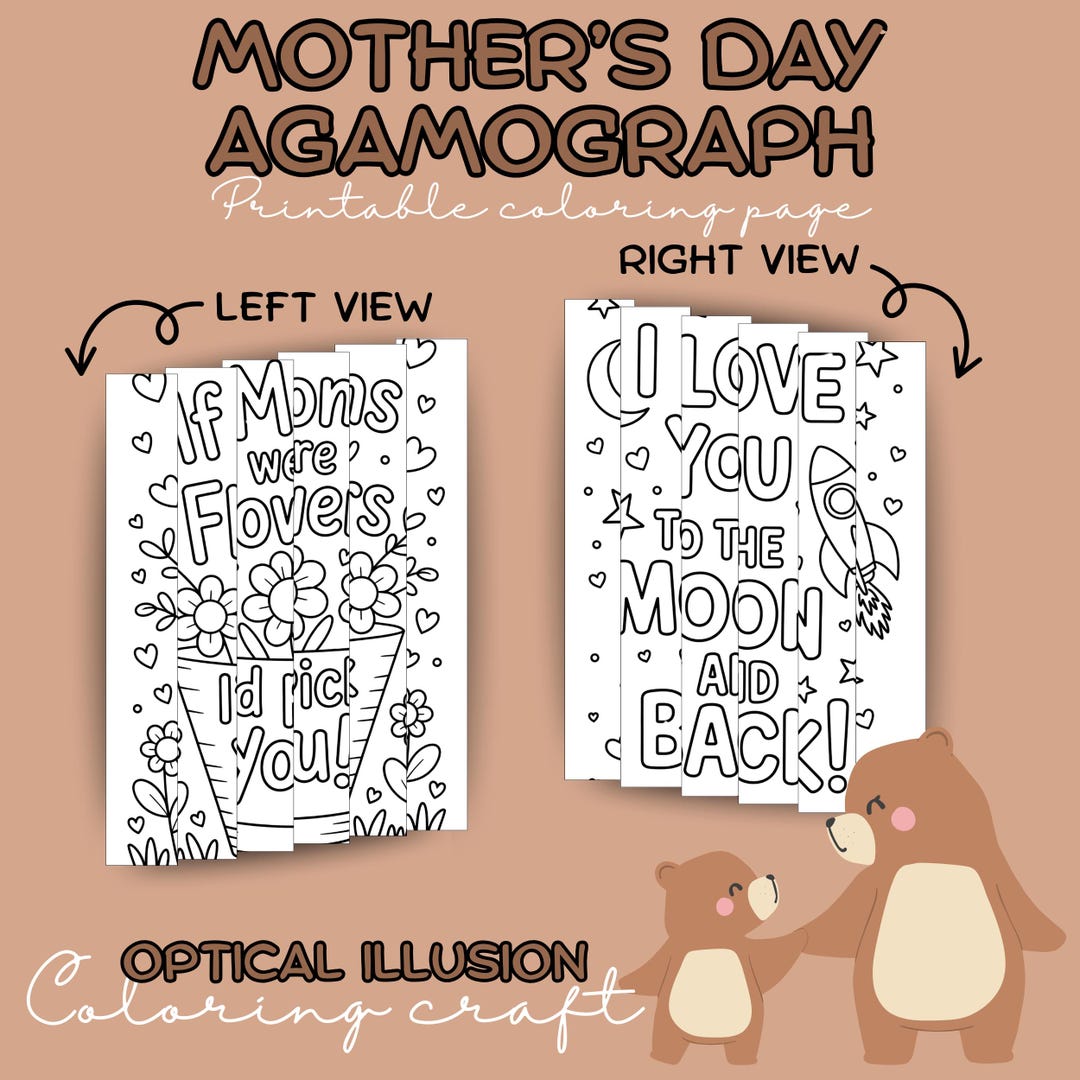 Agamograph Coloring Page Printable, Mother's Day Agamograph, Optical ...
