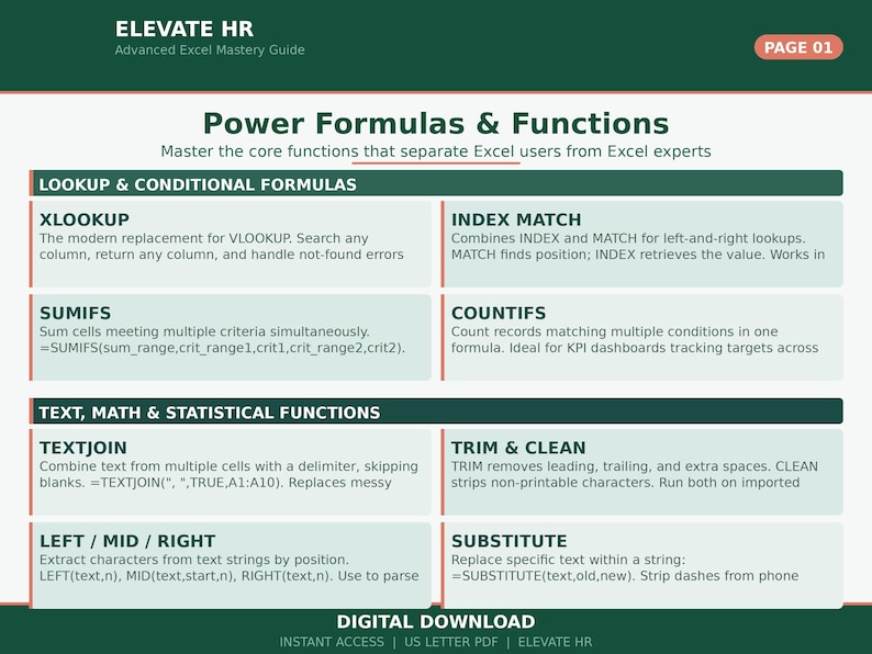 Advanced Excel Guide,formulas Pivot Table, Digital Download - Etsy New ...