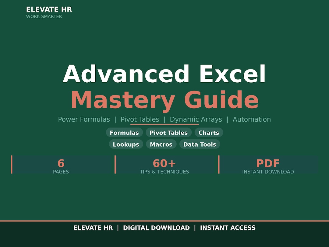 Advanced Excel Guide,formulas Pivot Table, Digital Download - Etsy New ...