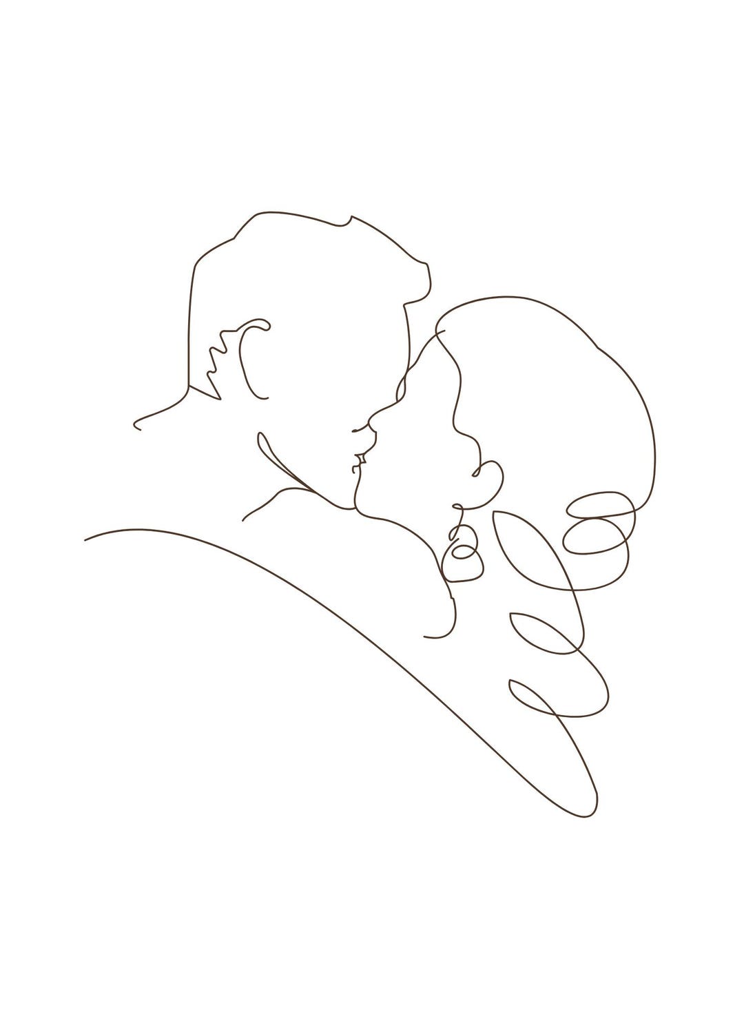 One Line Couple Drawing Print - Etsy