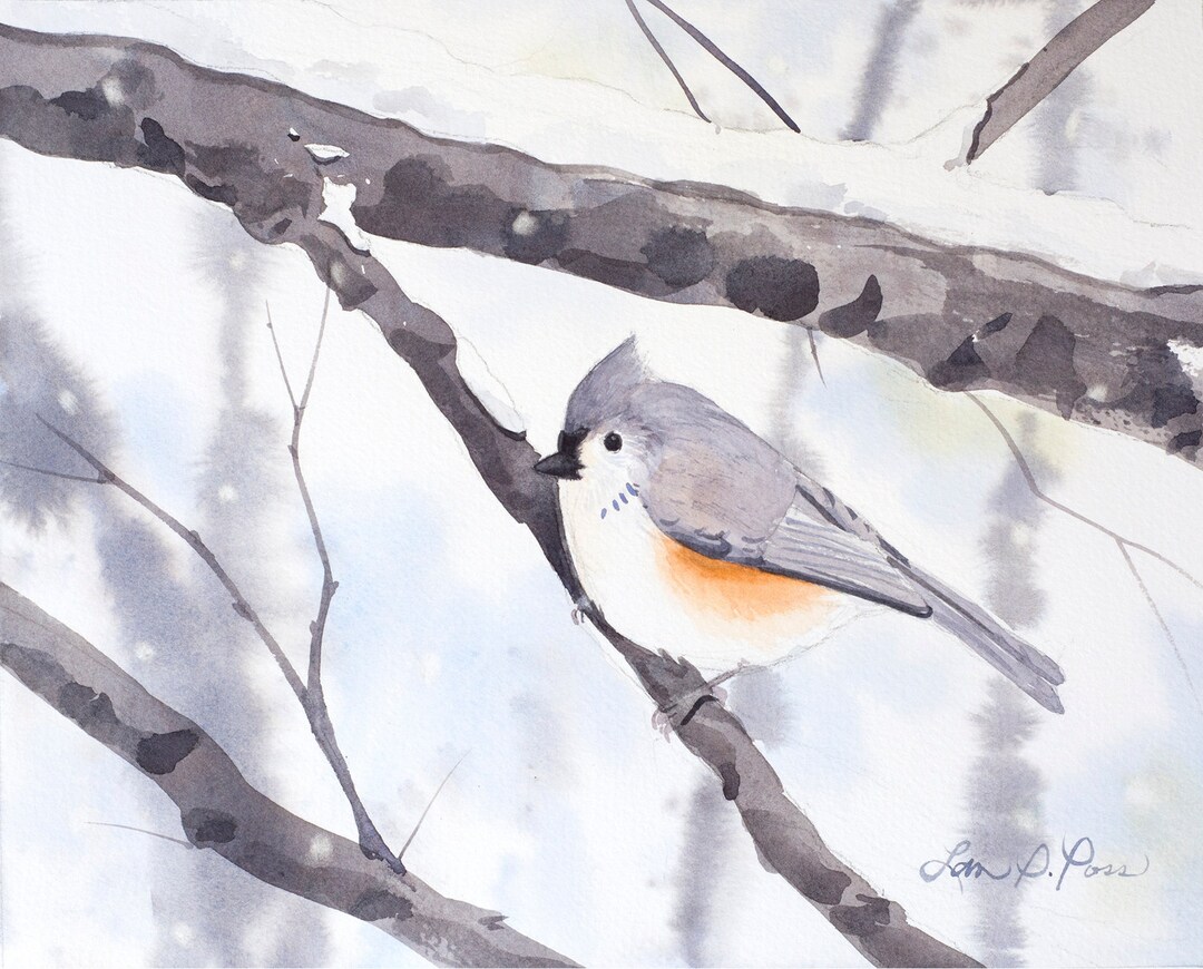 Tufted Titmouse Watercolor Print | Backyard Bird Art | Nature Decor ...