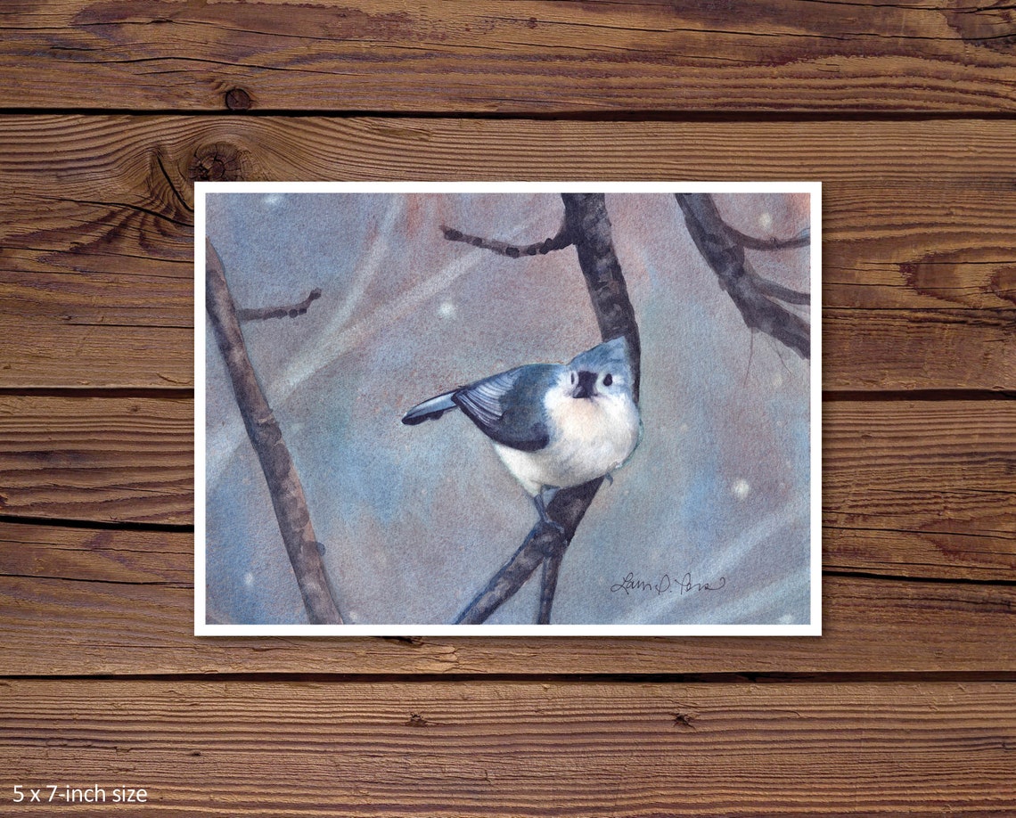 2 Sizes Watercolor Print of a Titmouse From a Painting by - Etsy