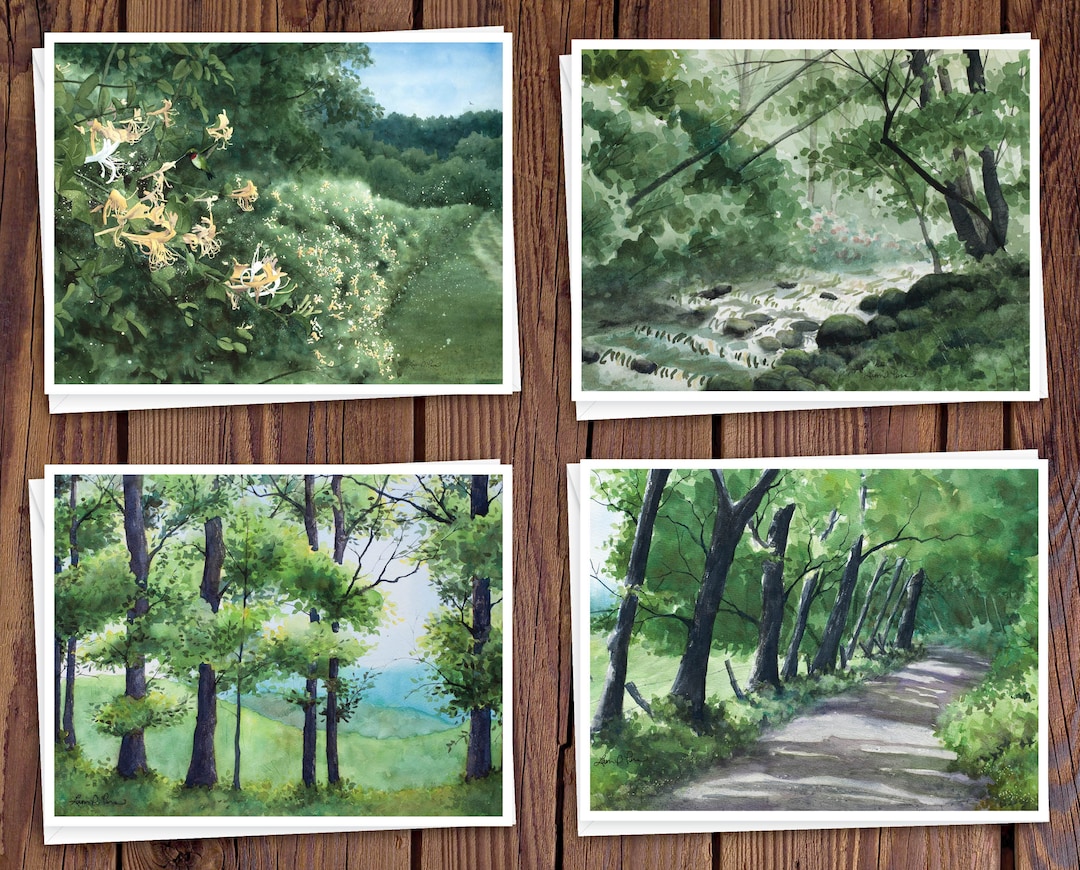 8 Watercolor Note Cards With Envelopes, Featuring Four Assorted Summer ...