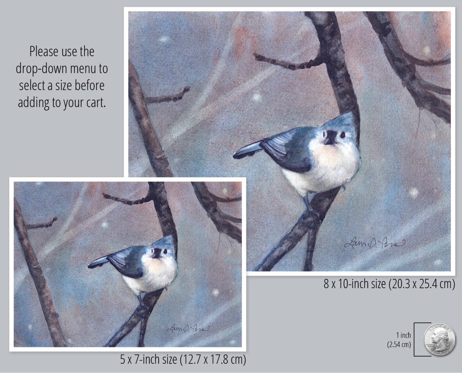 2 Sizes Watercolor Print of a Titmouse From a Painting by - Etsy