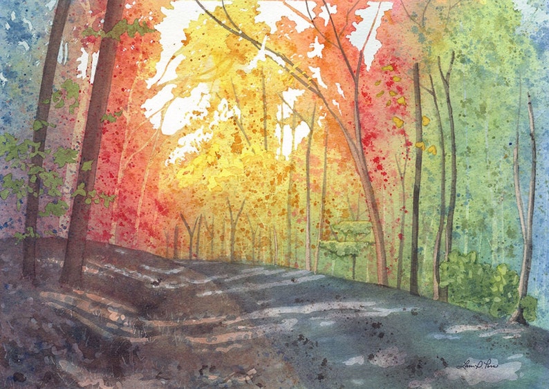 Blue Ridge Parkway Art Print | Fall Landscape Watercolor | Autumn Road ...