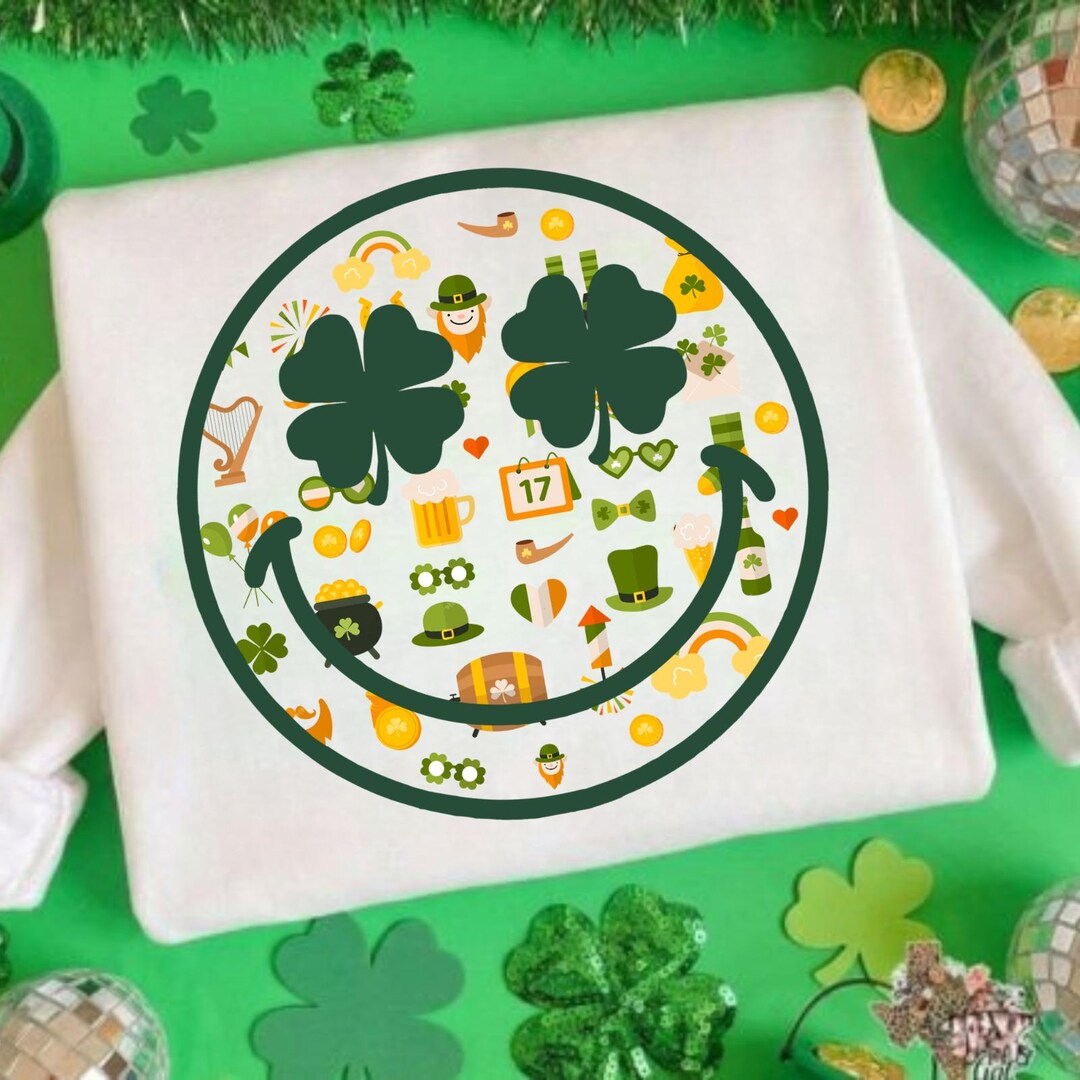 Lucky Charm Smiley Face Shirt Smiley Face PNG St. Patrick’s Day Shirt ...