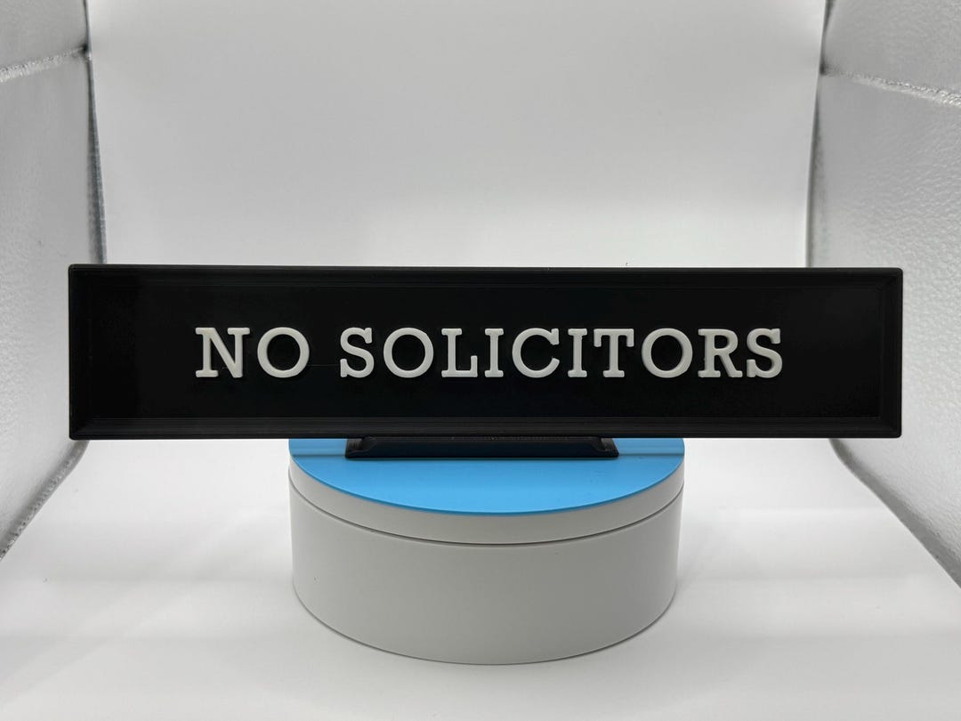 No Solicitors Door/wall Sign - 9.5"x2" - 3d-printed, 3D Text - Black ...