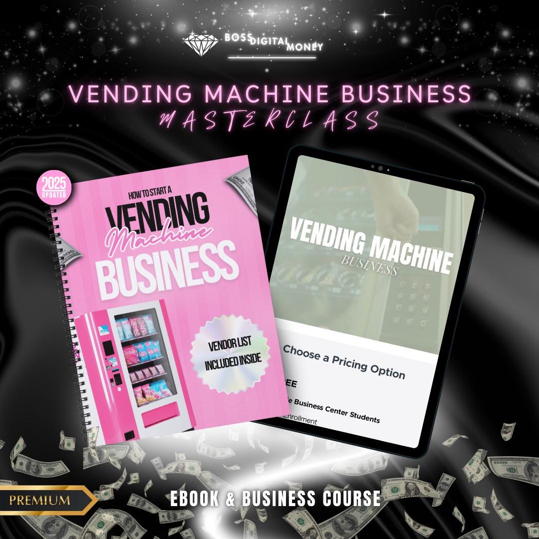 Start a Vending Machine Business PLR Ebook + BONUS Course | Done-for ...