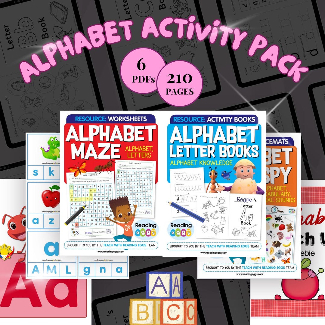 Alphabet Worksheets Printable Tracing Coloring | 6-in-1 Activity Pack ...