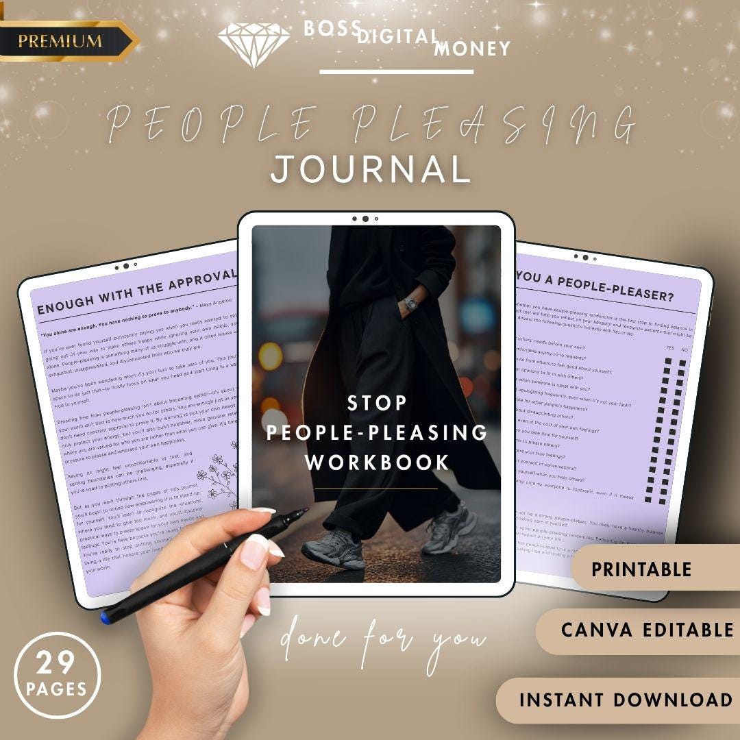Stop People-pleasing Workbook: Self-care Journal for Boundaries (canva ...