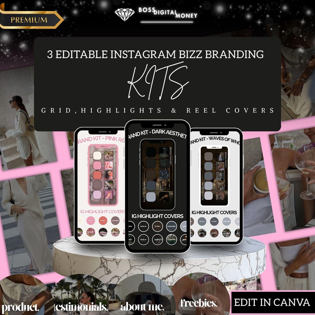 Editable Instagram Branding Kit – Reels, Highlights, Grid (canva) - Etsy