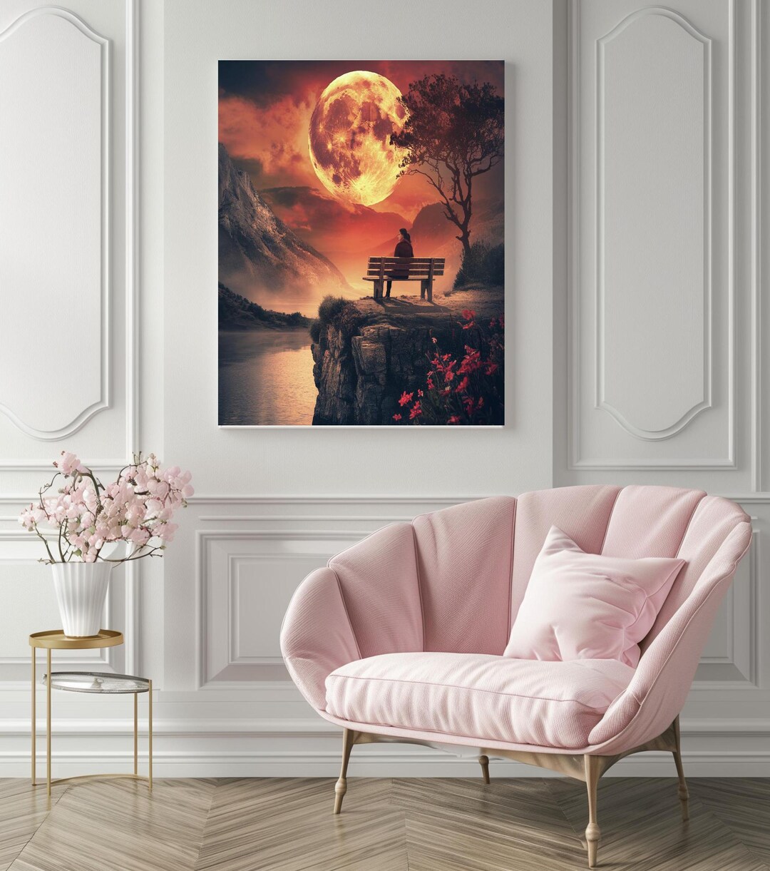 Digital Masterpicece Png, Radiant Moon Over a Serene Valley Jpg, A ...