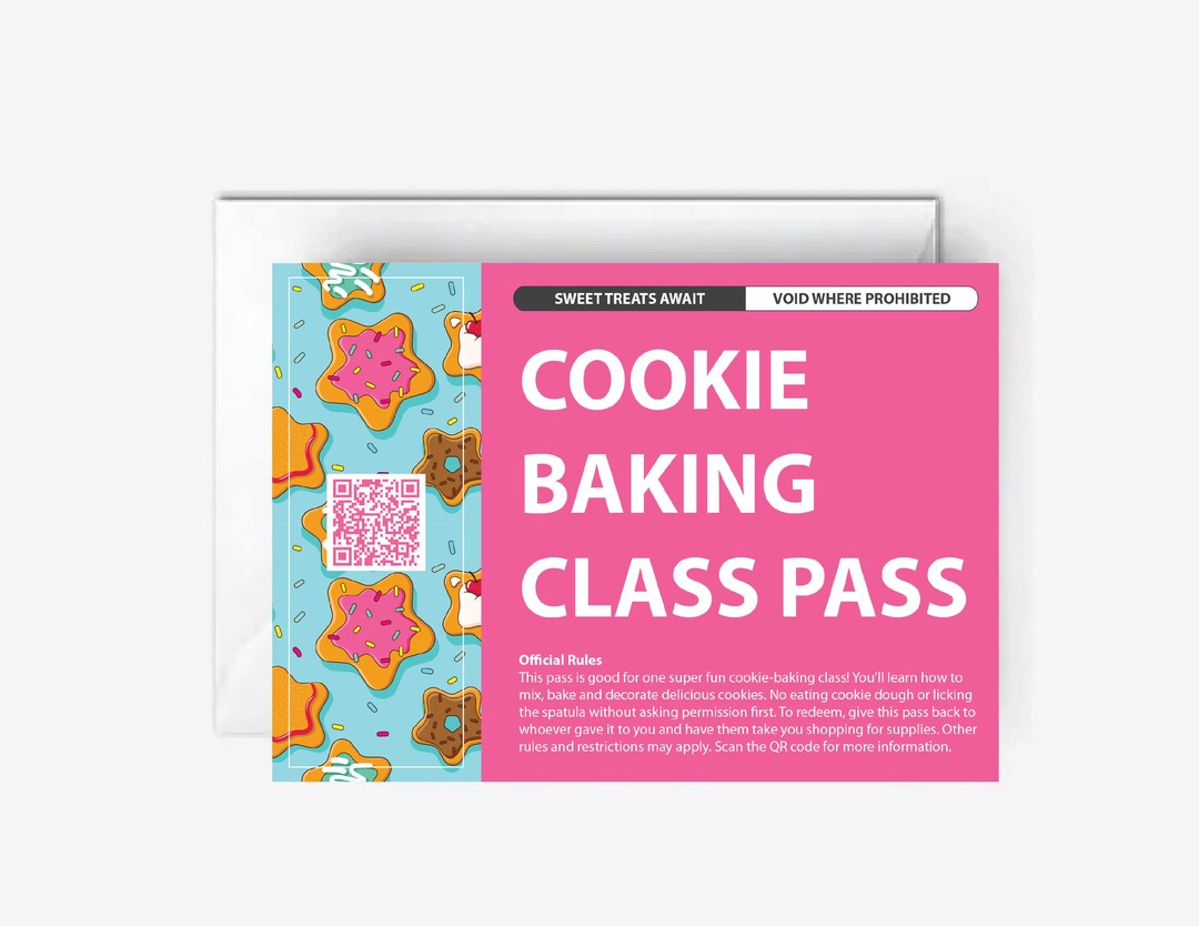 Cookie Baking Class Pass Birthday Card - Etsy