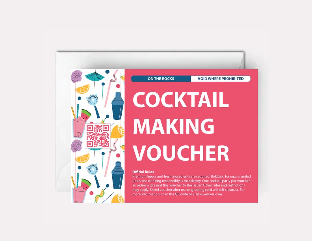 Cocktail Party Voucher Birthday Card for Friend - Etsy