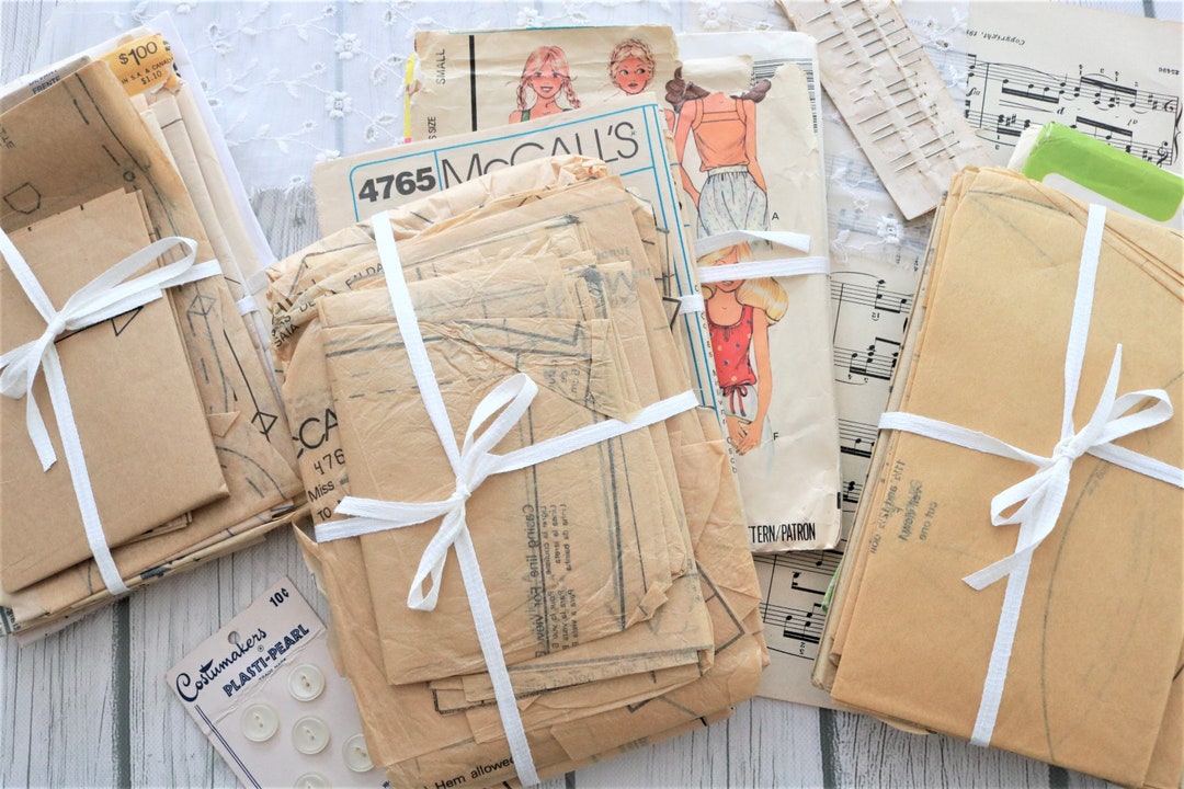 Sewing Pattern Tissue Paper Lot: Ephemera for Junk Journals & Collage ...
