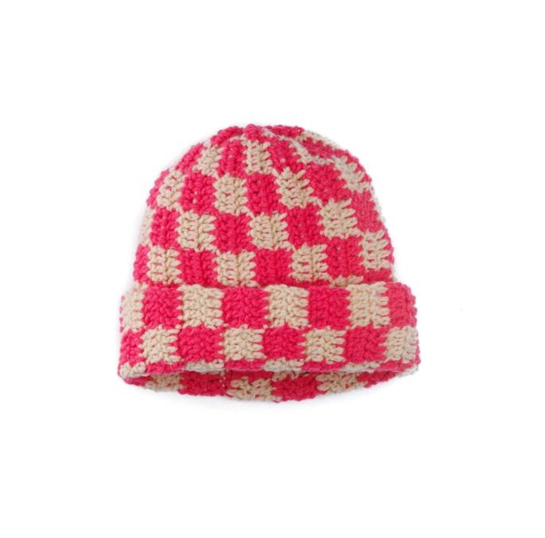 Bernat Side-to-side Checkerboard Hat Pattern PDF – Crochet Beanie ...