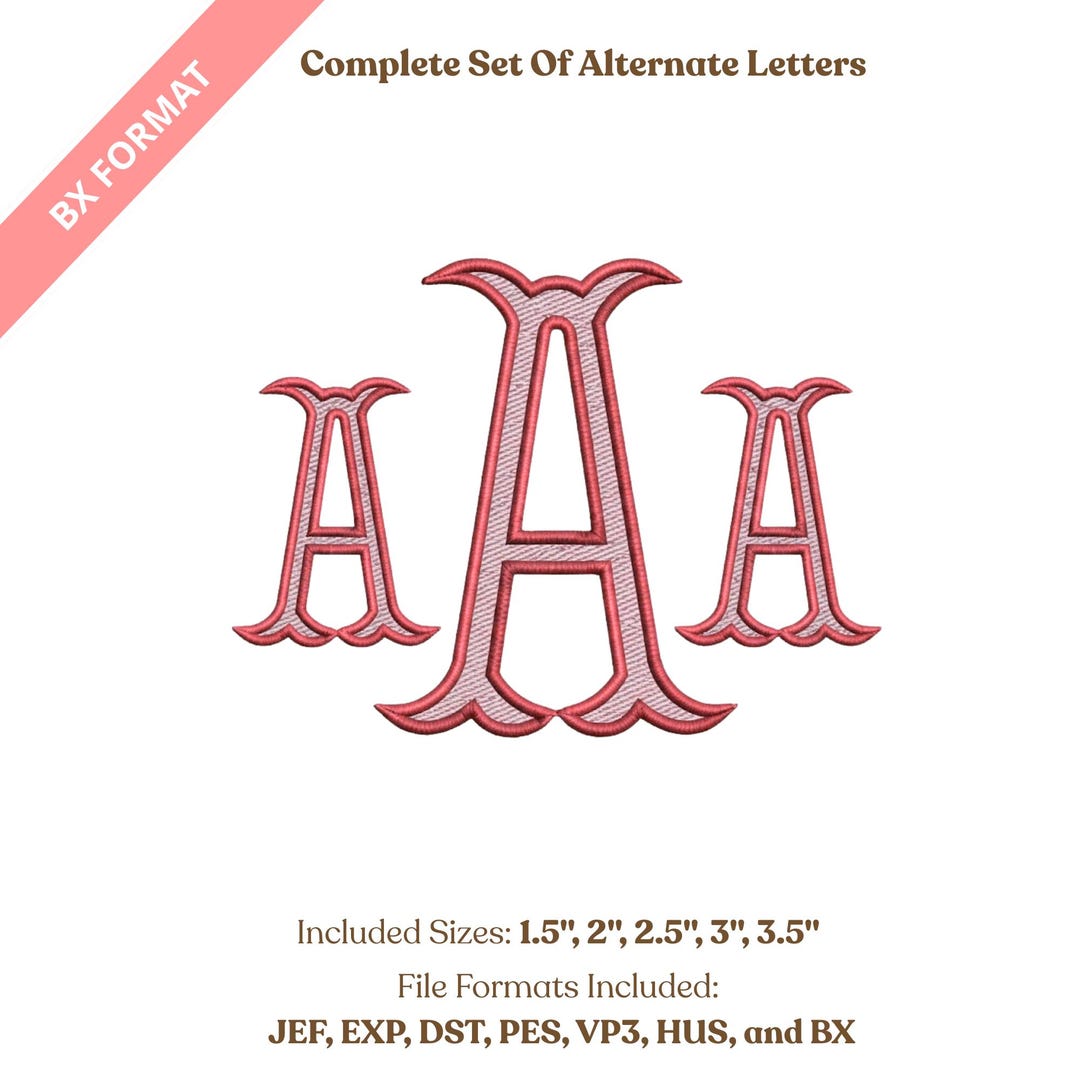 Fishtail Monogram 2 Color Embroidery Font, Machine Embroidery Design ...