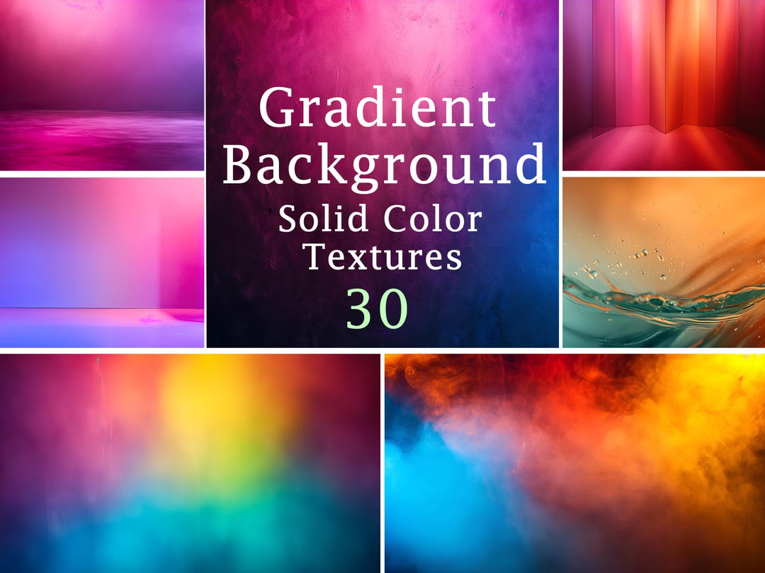 Solid Color Gradient Background Pack, Digital Backgrounds, Solid Color ...