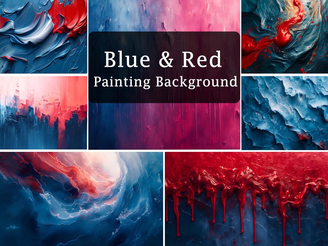 Blue and Red Painting Background, Abstract Digital Background, Textured ...
