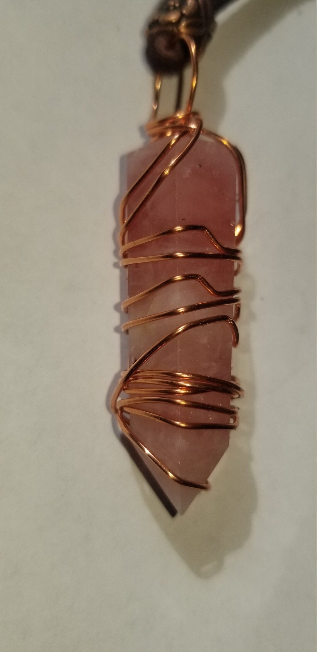 Rose quartz copper wire wrapped - Etsy.de