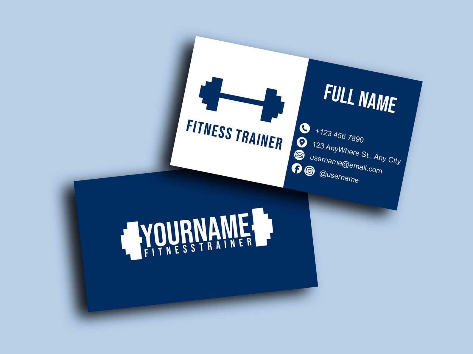 Minimal Fitness Business Card Template | Customizable and Instant ...