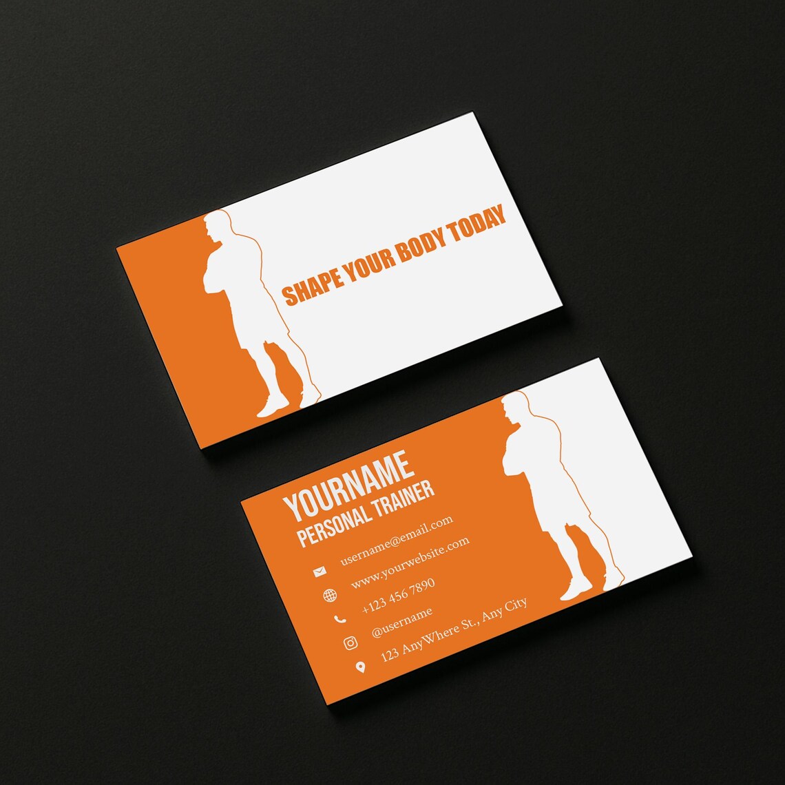 Modern Fitness Business Card Template: Editable Design (PDF) - Etsy
