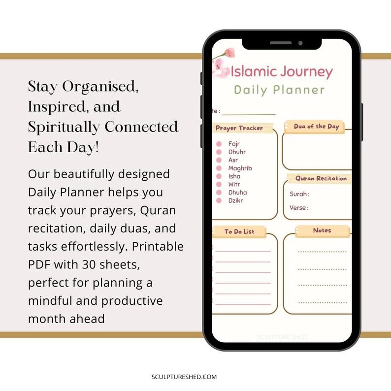 Islamic Daily Planner Printable PDF Template: Prayer, Quran ...
