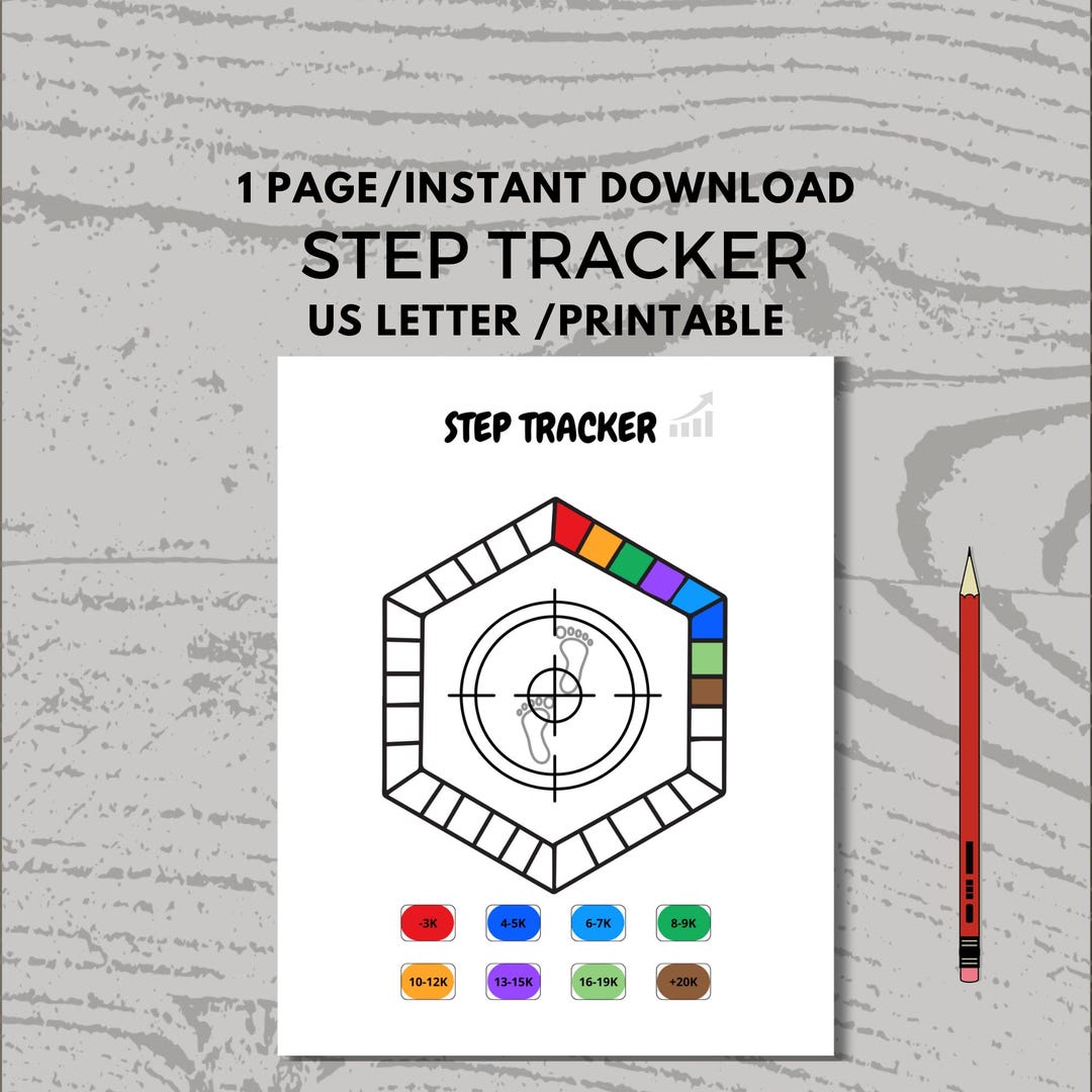 Monthly Step Tracker Printable – Fitness Tracker PDF, Step Count Log ...