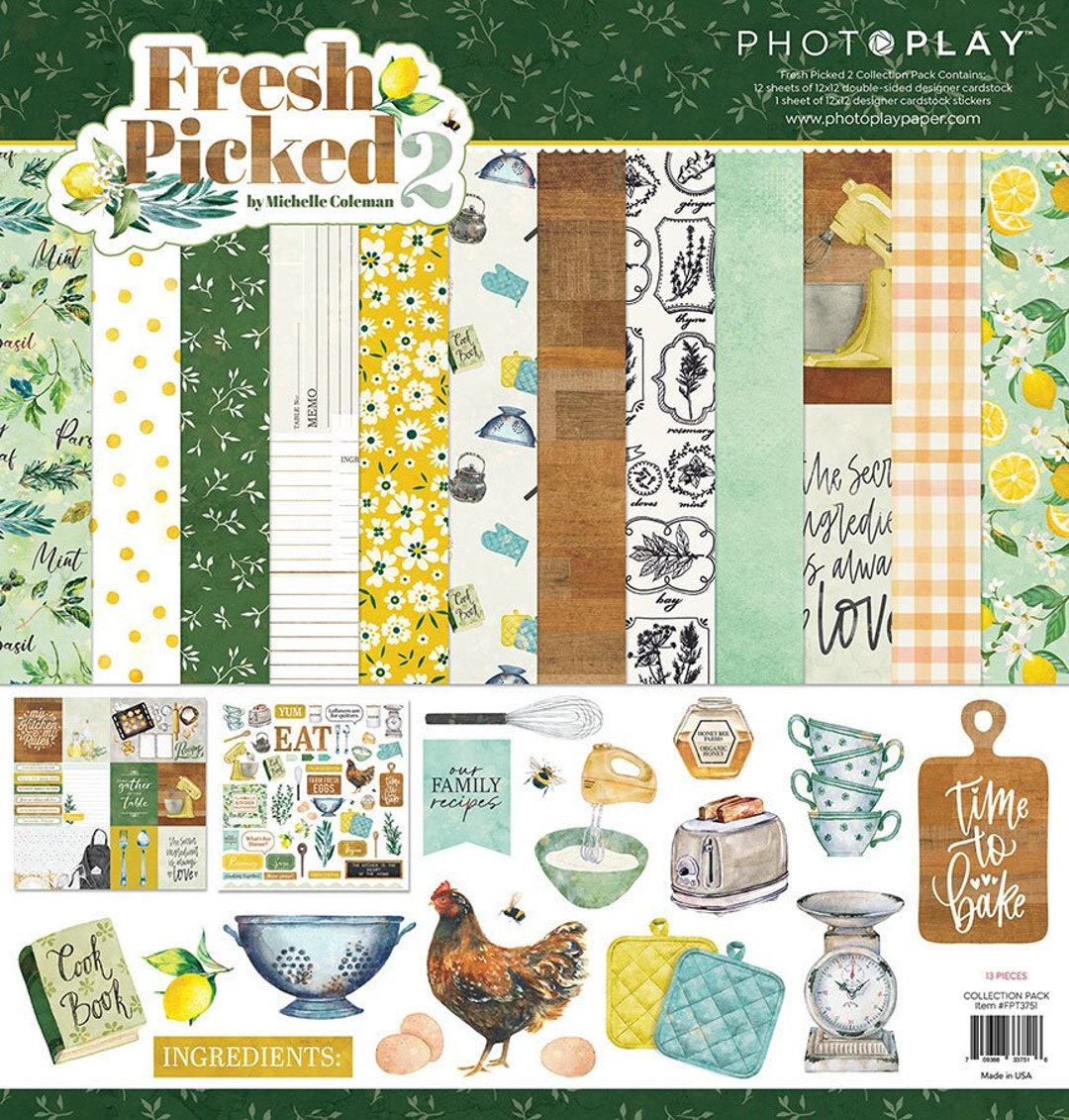 Photoplay Paper - Fresh Picked 2 - 12x12 Collection Pack Scrapbook Kit ...