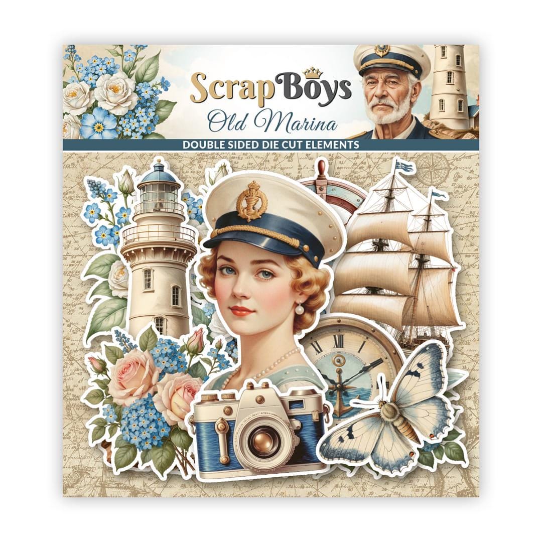 Old Marina Paper Die Cut Elements Scrapboys Paper 42 Double-sided ...