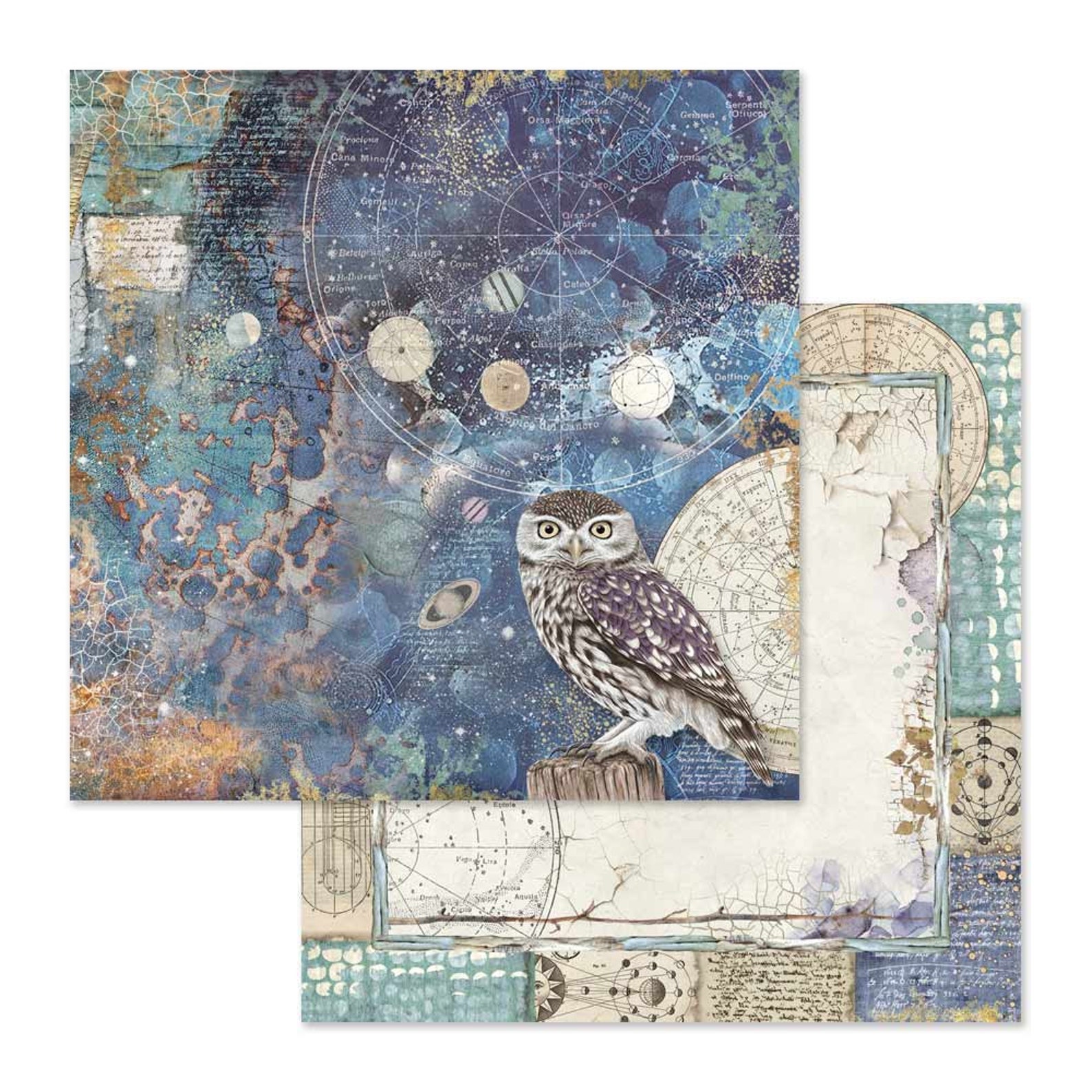 Stamperia - Cosmos - 12x12 Paper Pad 10 Double Sided Sheets Moon Stars ...