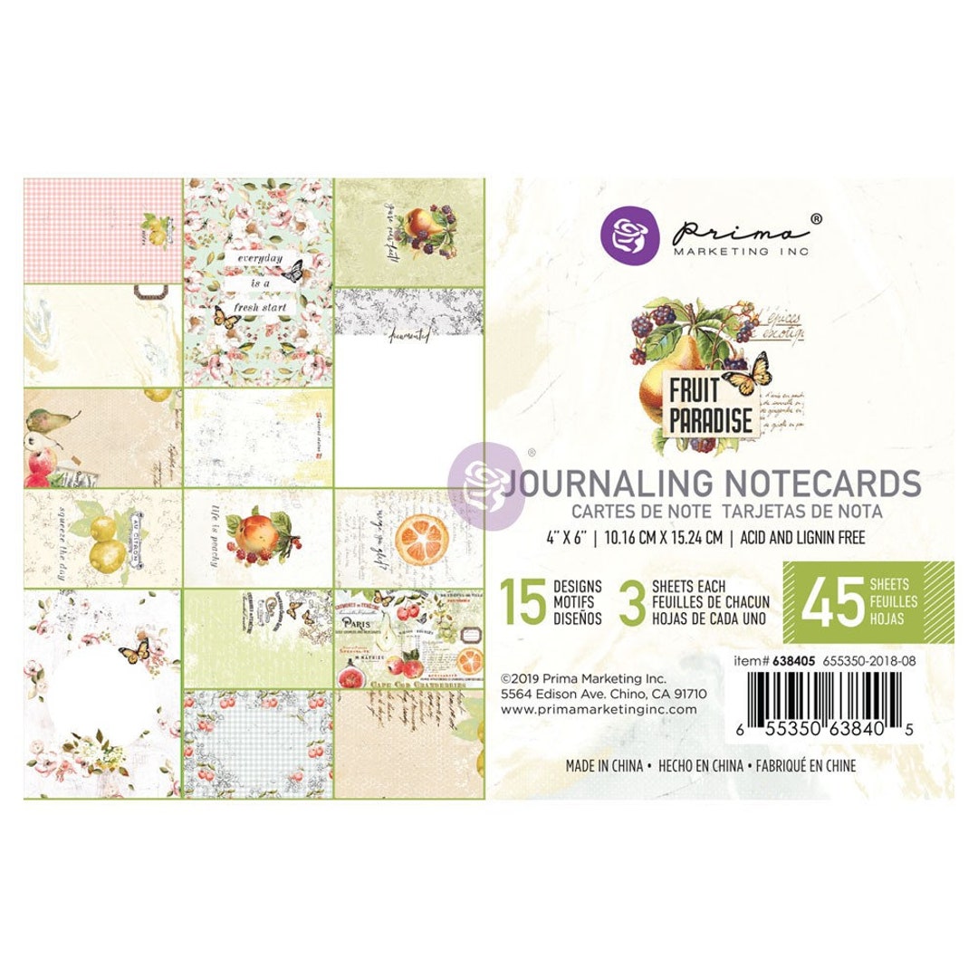 Prima - Fruit Paradise - 4x6 Journaling Notecards 45 Sheets Scrapbook ...