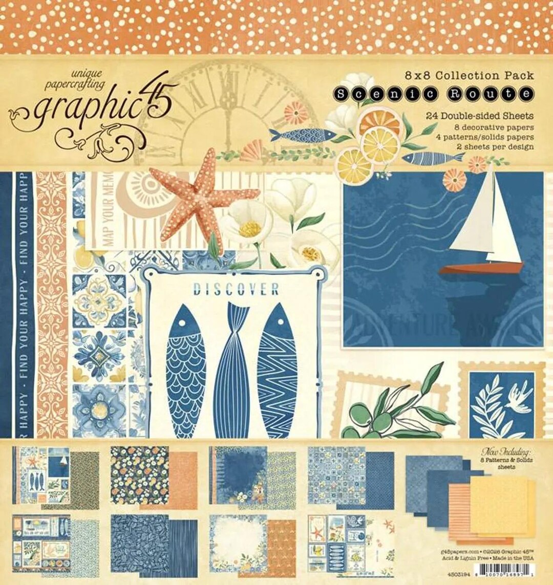 Graphic 45 - Scenic Route - 8x8 Paper Collection Pack 24 Sheets ...