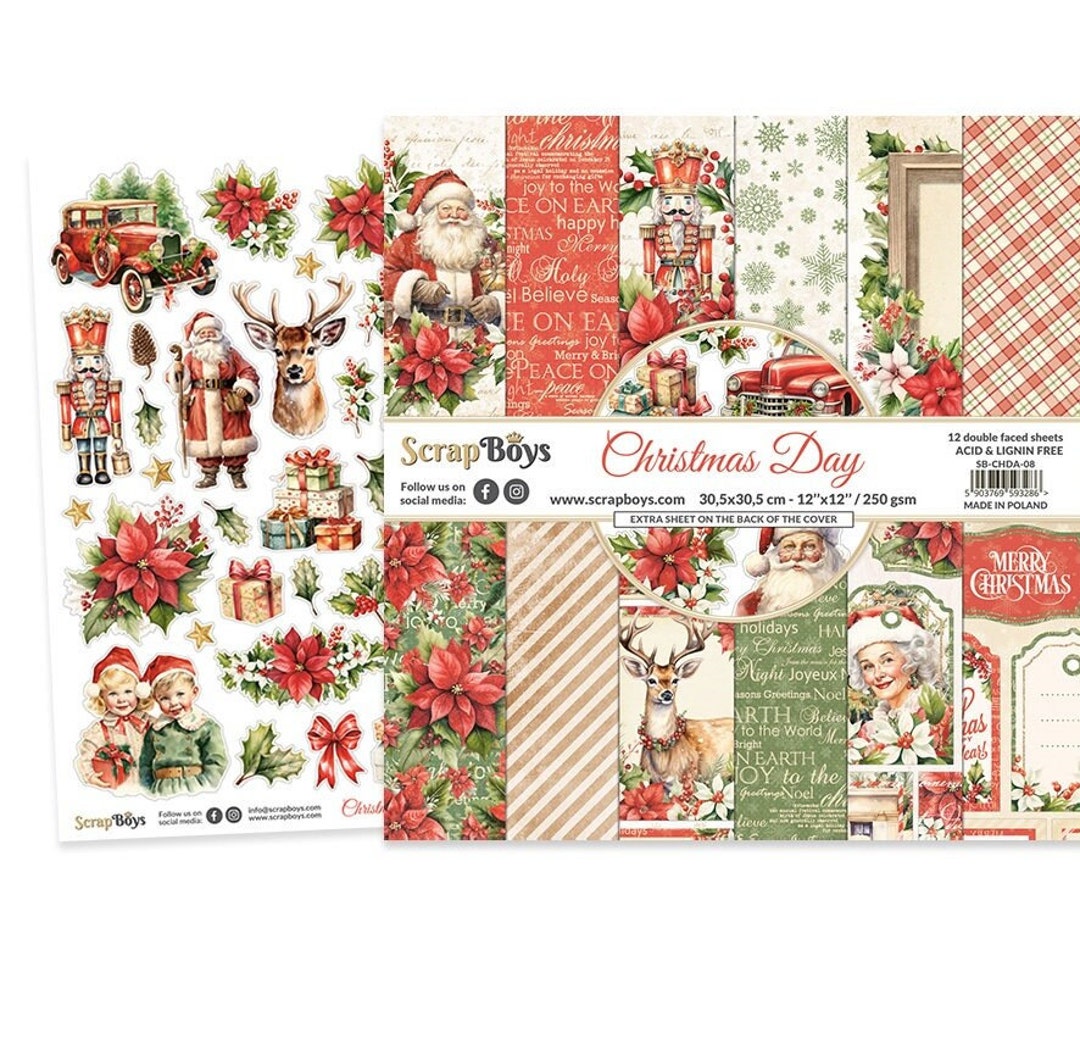 Christmas Day 12x12 Paper Pad Scrapboys Paper 12 Double Sided Sheets ...