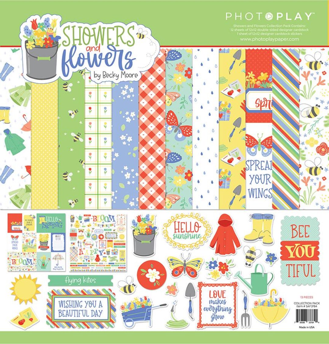 Photoplay Paper - Showers and Flowers - 12x12 Collection Pack Scrapbook ...