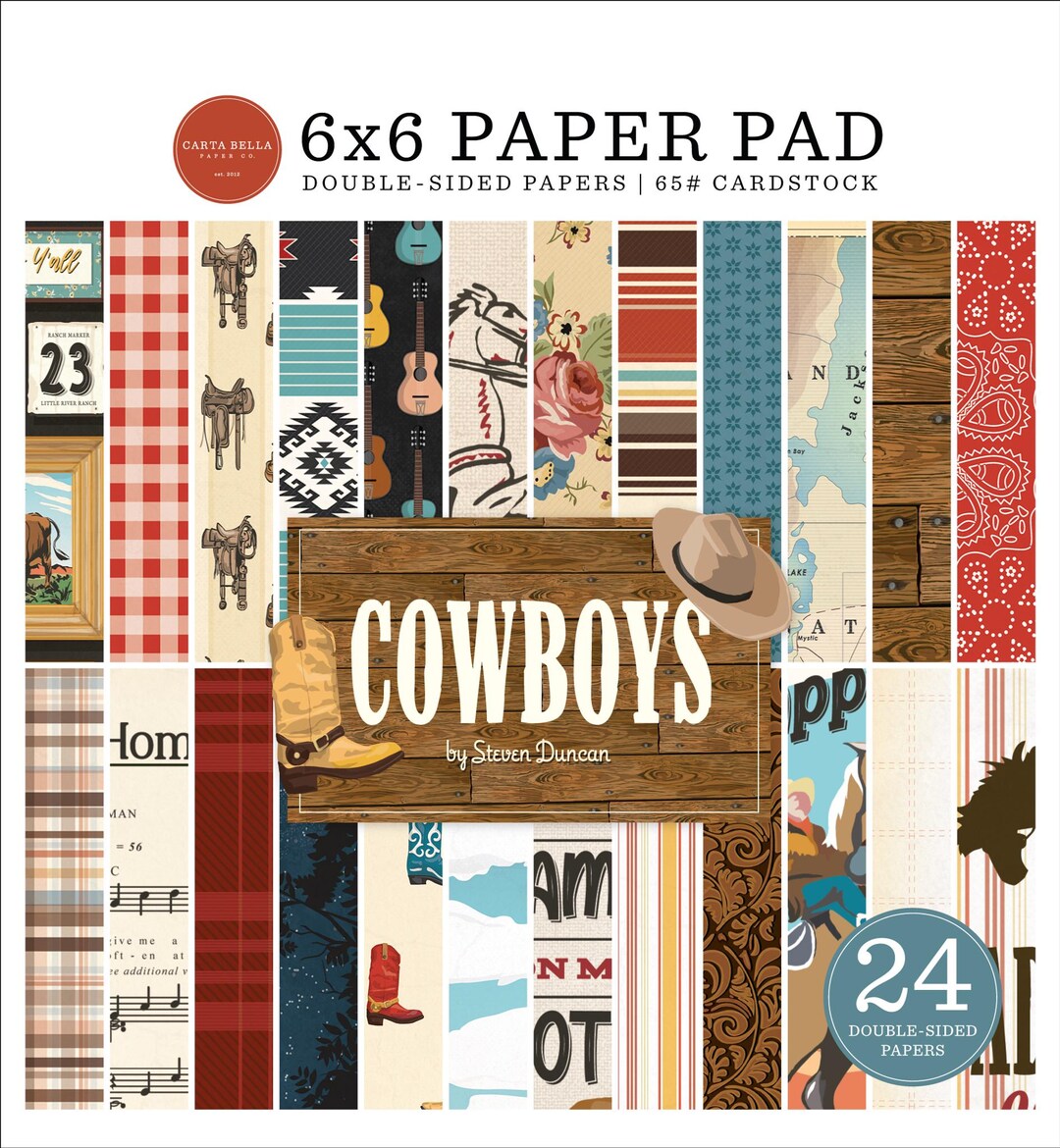 Carta Bella - Cowboys 6x6 Paper Pads Steven Duncan Western 24 Double ...