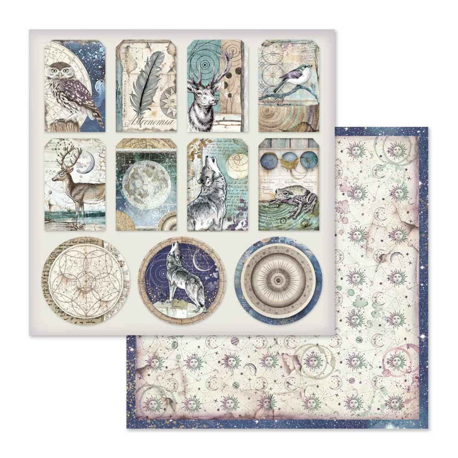 Stamperia - Cosmos - 12x12 Paper Pad 10 Double Sided Sheets Moon Stars ...