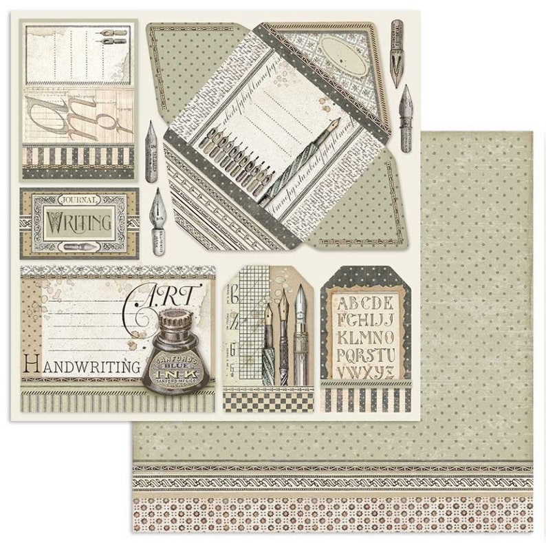 Stamperia calligraphy 8x8 Paper Pad 10 Double | Etsy