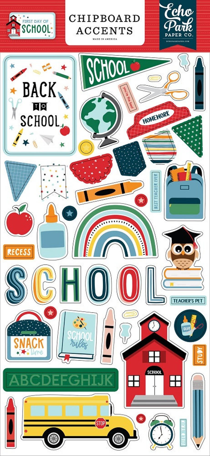 First Day of School (3) 6x13 Chipboards Set - Echo Park - Accents ...
