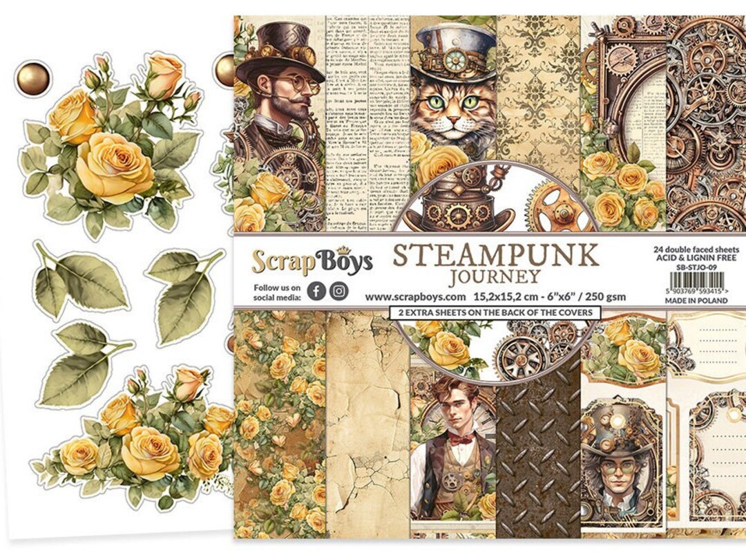 Steampunk Journey 6x6 Paper Pad - Scrapboys Paper - 24 Double Sided ...