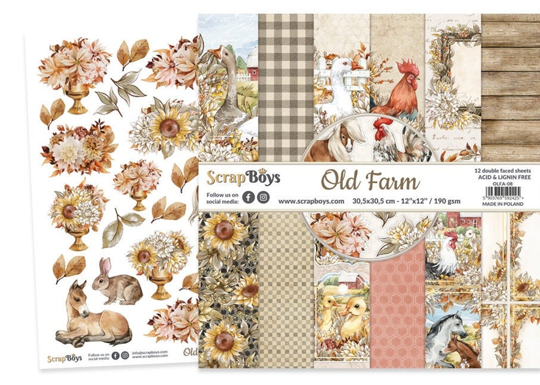 Old Farm - Scrapboys Paper - 12x12 Paper Pack 12 Double Sided Sheets ...