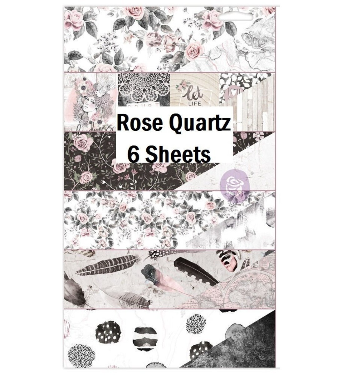 6 Sheets - Rose Quartz - Prima 12x12 Paper Collection Set Double-sided ...