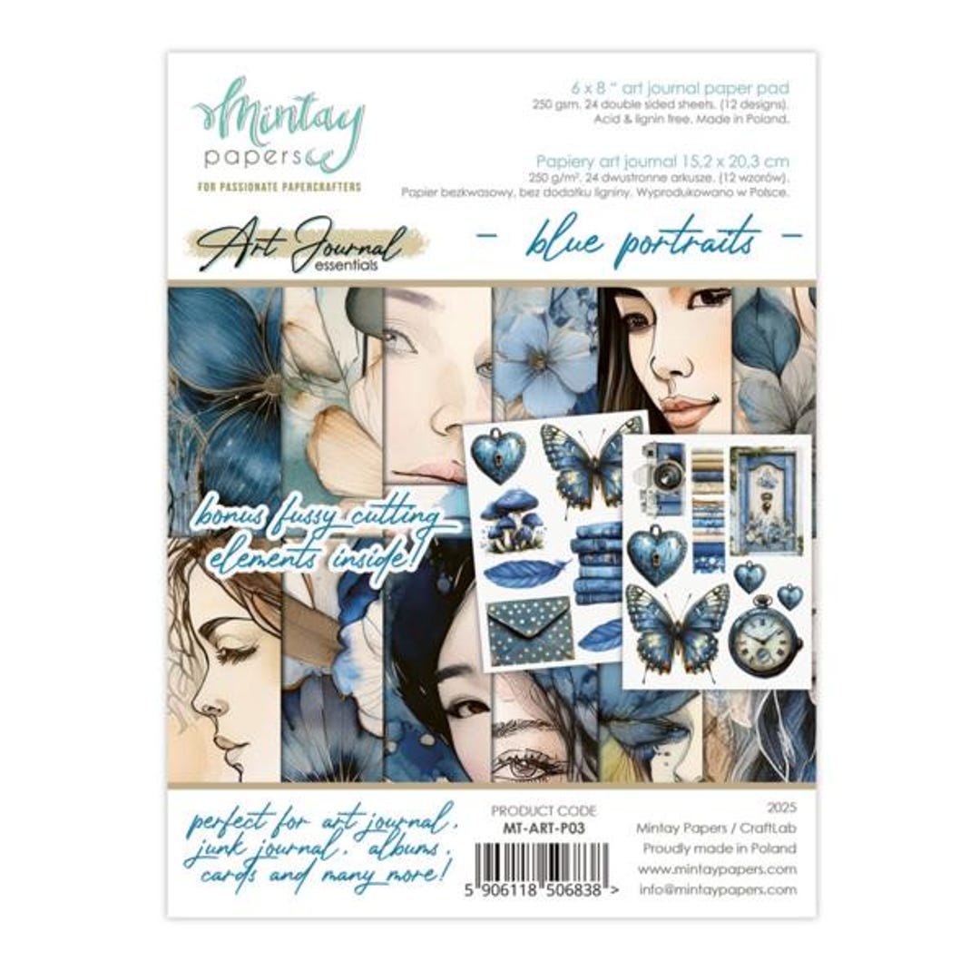 Mintay - Blue Portraits - 6x8 Art Journal Essentials Paper Pad 24 ...