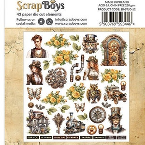 Steampunk Journey Paper Die Cut Elements Scrapboys Paper 43 Double ...
