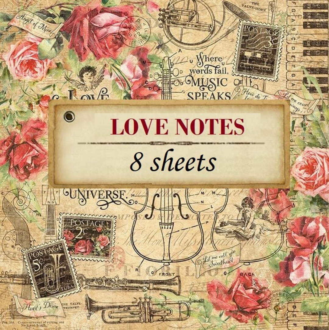 8 Sheets Graphic 45 Love Notes 12x12 Paper Collection 8 Designs Mixed ...